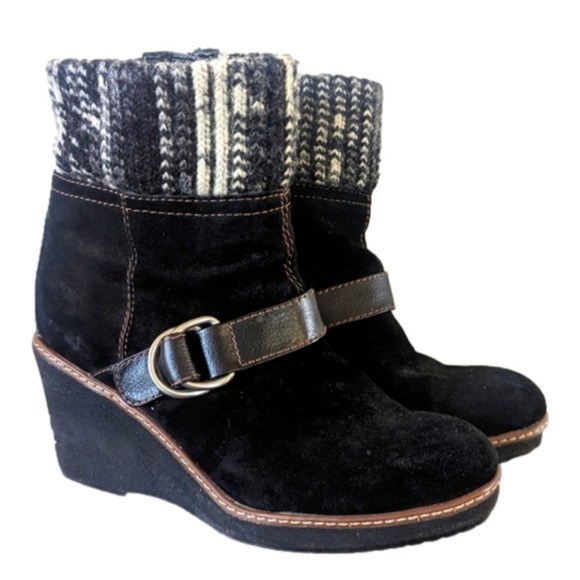 Naturalizer | Shoes | Naturalizer Kenning Black Leather Wedge Suede ...